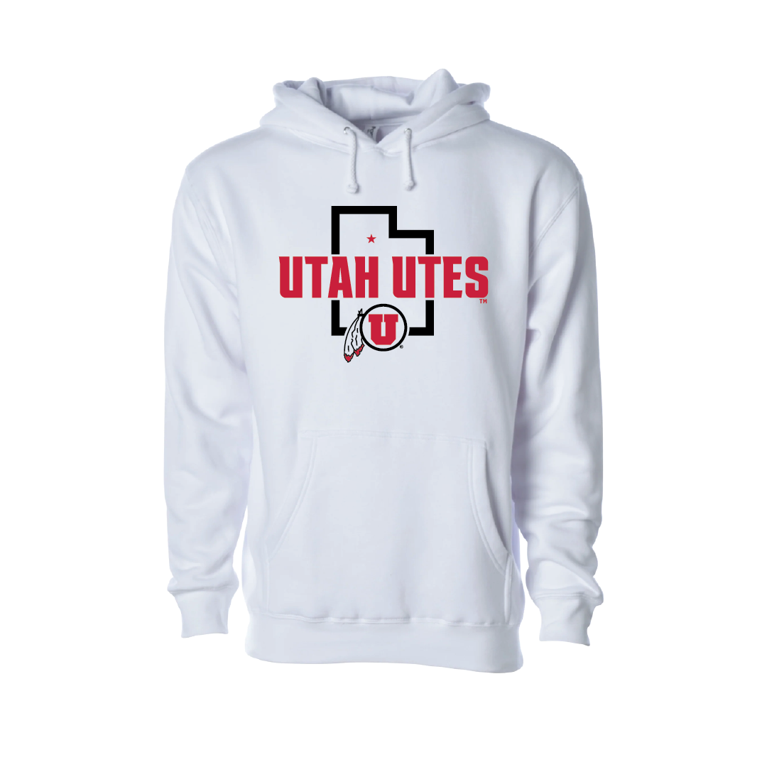 Utah Utes - State Outline - Circle and Feather Embroidered Hoodie ...
